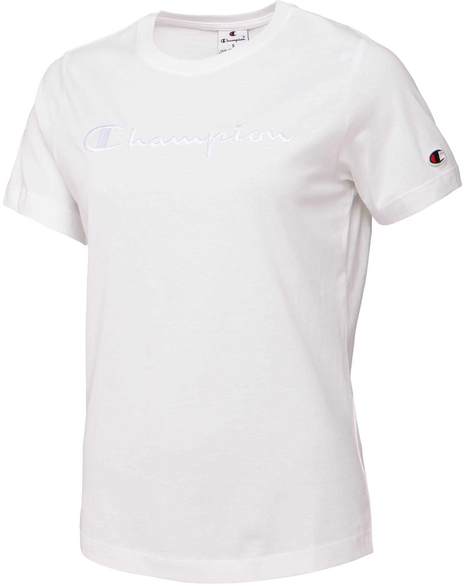 Champion-Women-T-Shirts-Apparel-Women’s Script Logo T-Shirt Icons-White ...